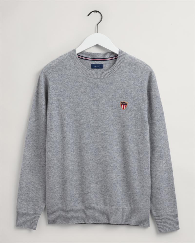 Gant Apparel Mens GANT BANNER SHIELD C-NECK 93/GREY MELANGE