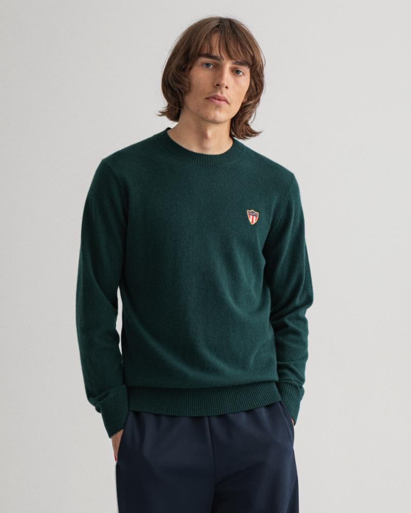 Gant Apparel Mens GANT BANNER SHIELD C-NECK 374/TARTAN GREEN